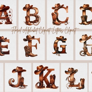 Western Alphabet Clipart: Cowboy Font, Sublimation Designs (PNG) - Etsy