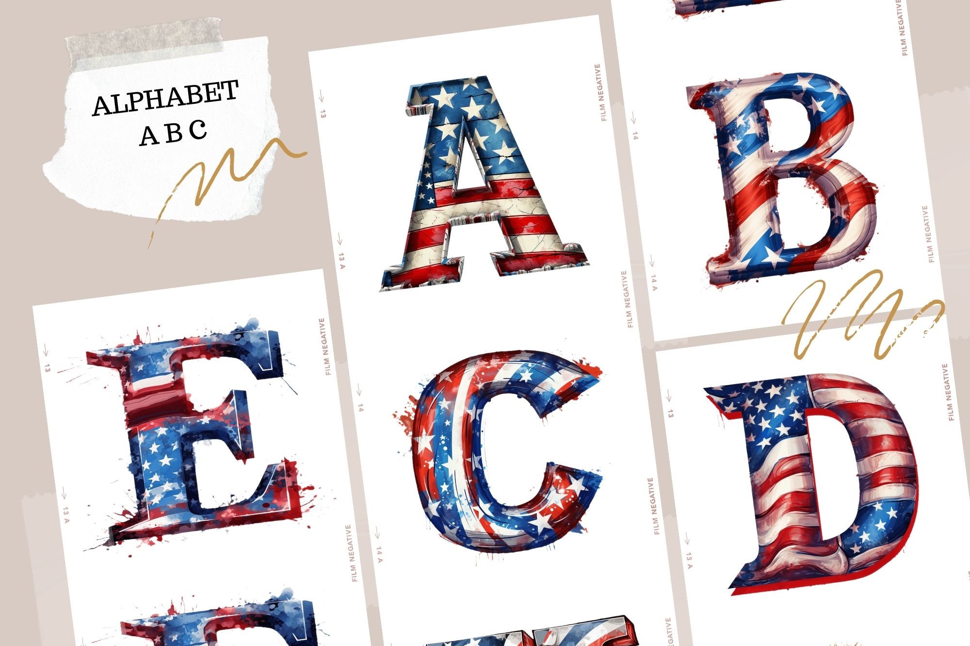 Vintage America Alphabet American Font American Flag Font - Etsy
