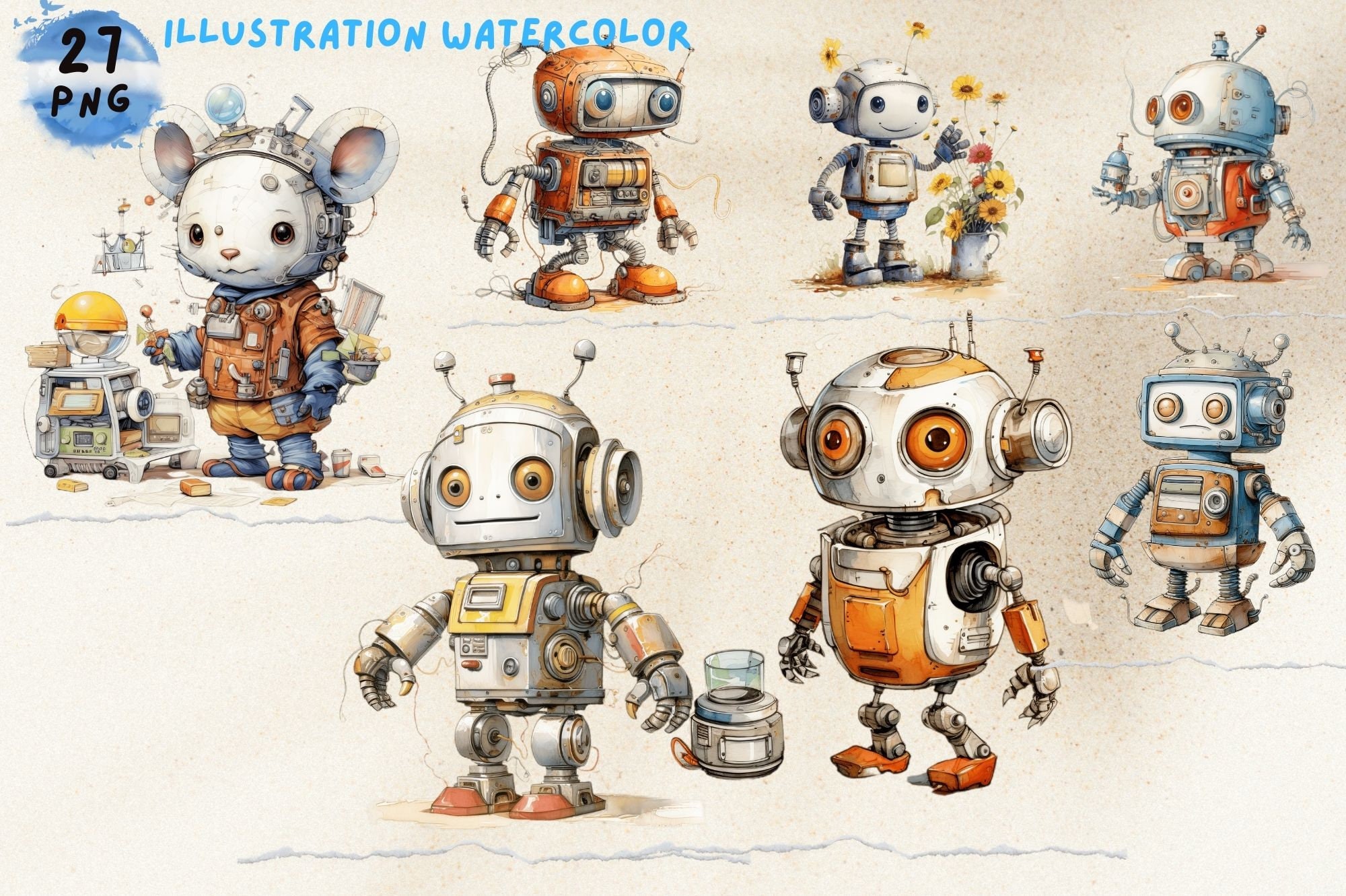 Robot Clipart Robot Characters Fun Robot Rocking Robot - Etsy