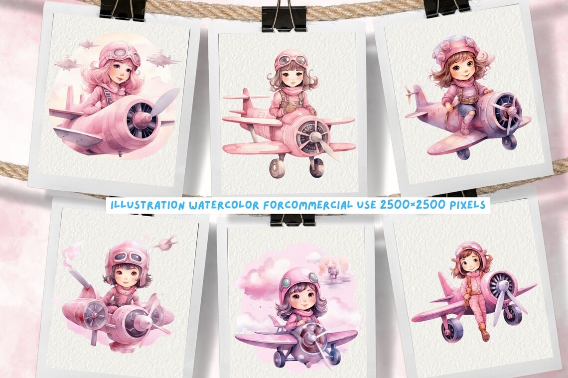 Pink Pilot Clipart Watercolor, Pink Pilot Helicopter, Girl Pilot ...