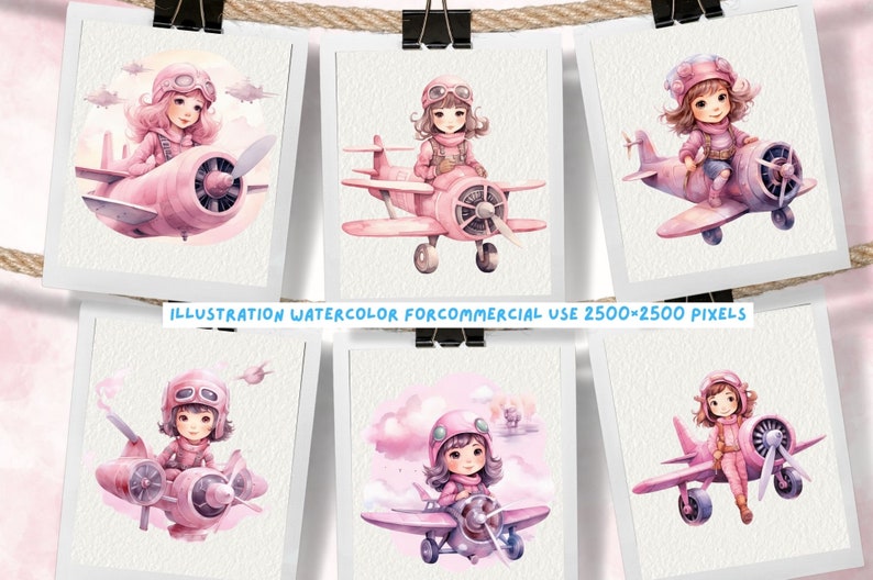 Pink Pilot Clipart Watercolor, Pink Pilot Helicopter, Girl Pilot ...