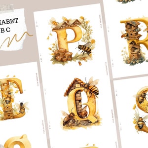 Bee Alphabet Bundle, Bee Png, Honey Doodle Letters, Clip Art Letters ...