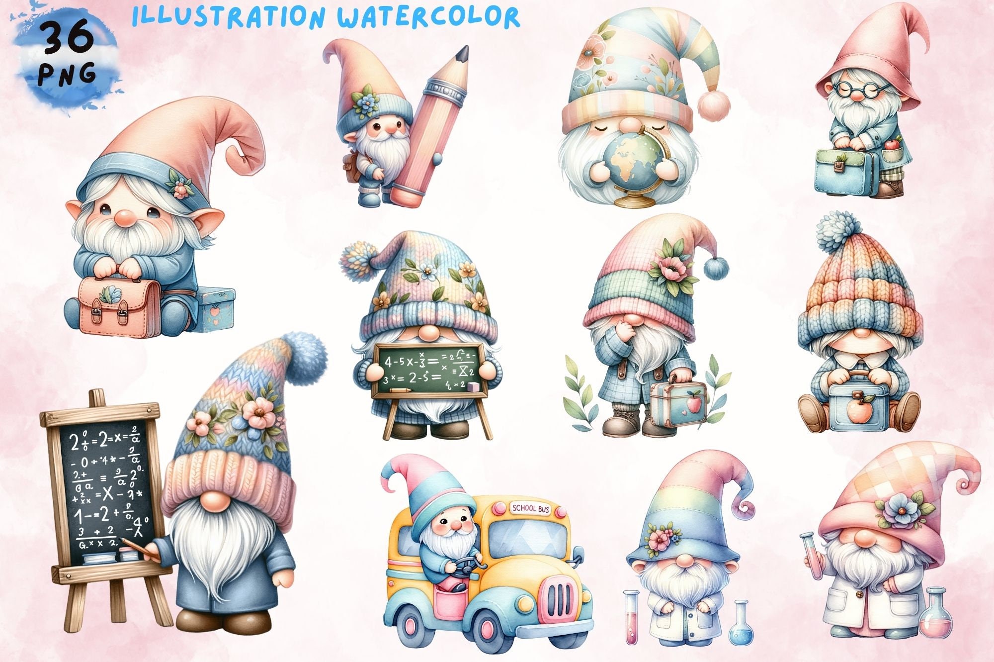 Back to School Gnomes Clipart, Teacher Gnomes Sublimation Design ...