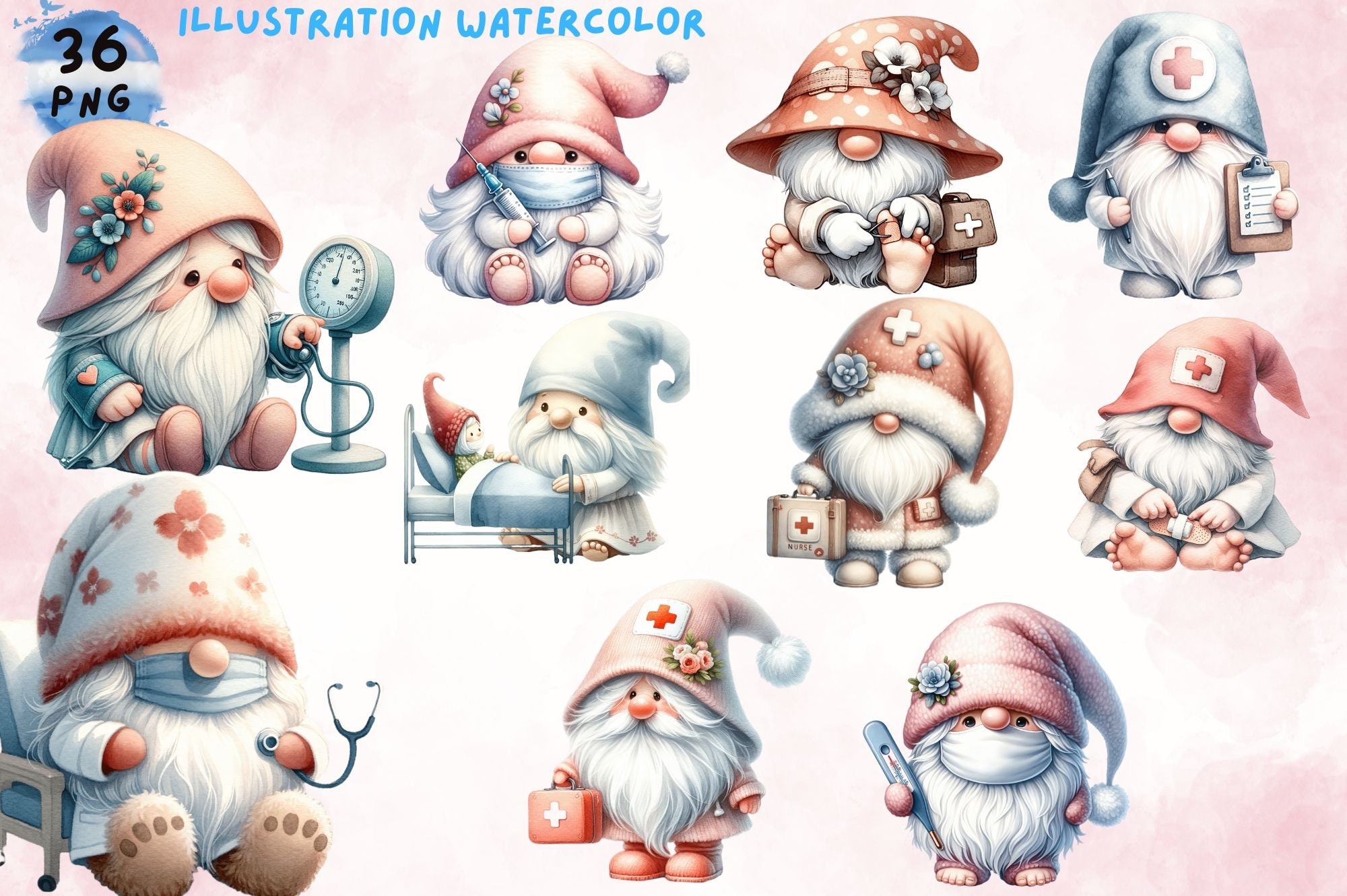 Nurse Doctor Gnomes Clipart, Doctor Gnomes Clipart, Medical Gnomes ...