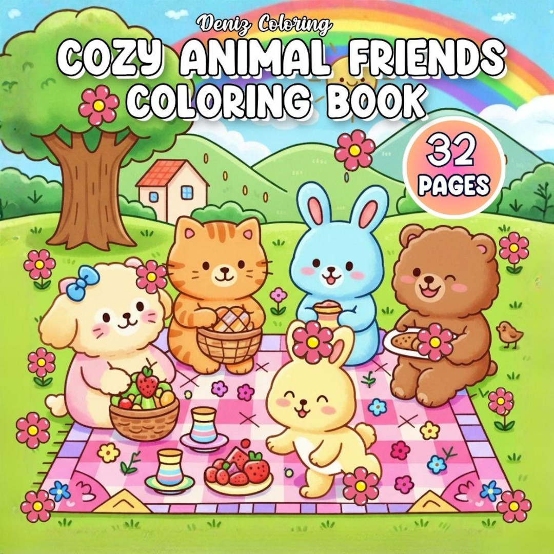 Cozy Animal Friends Coloring Pages for Kids, Cute Woodland Animal ...