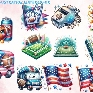 American Football Watercolor Clipart, Cute Sports Illustrations ...