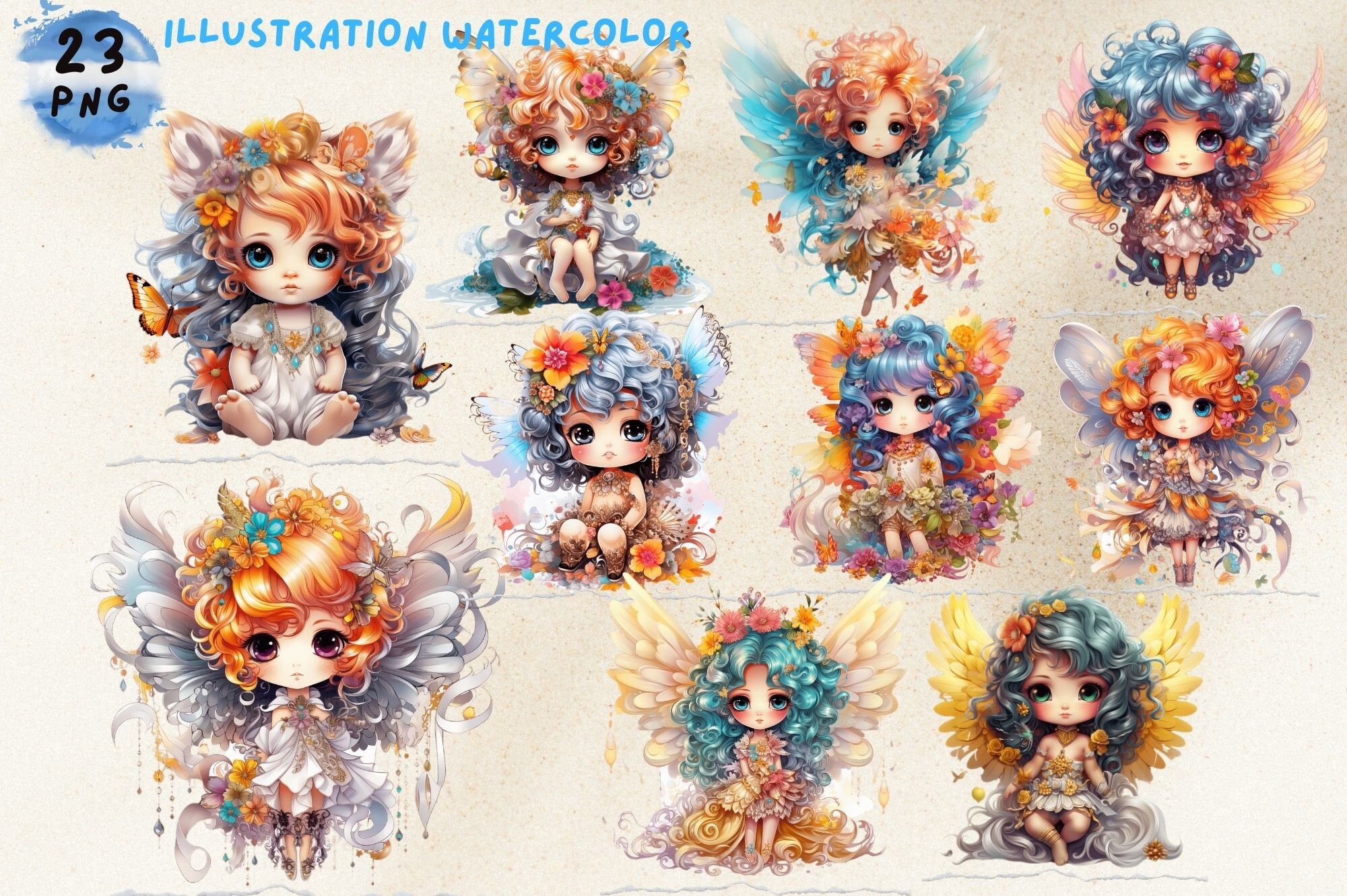 Angel Chibi Fluffy Colorful Clipart, Cute Angelic, Innocent, Praying ...