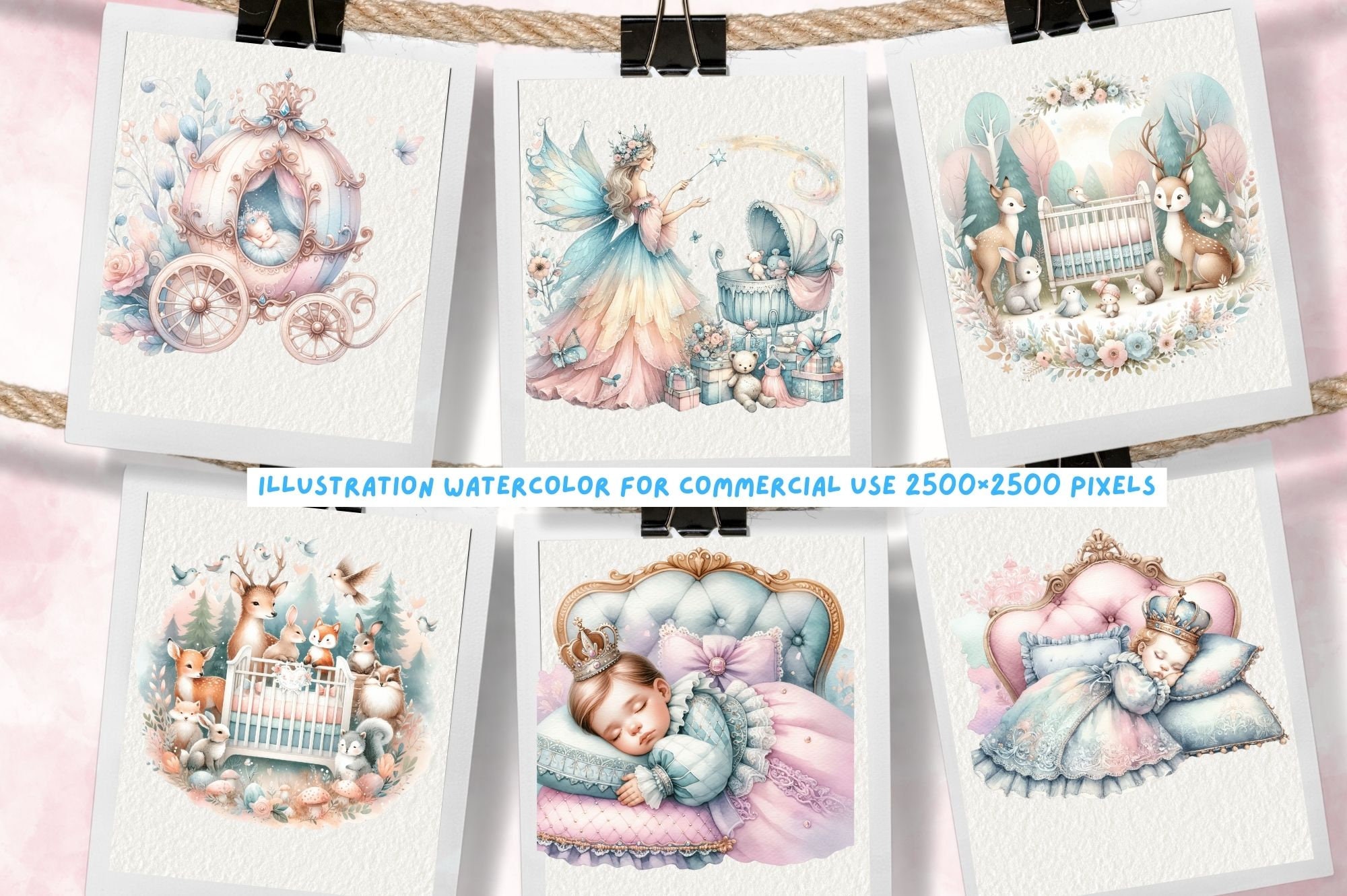 Fairytale Baby Shower or Nursery Clipart, Baby Shower Watercolor ...