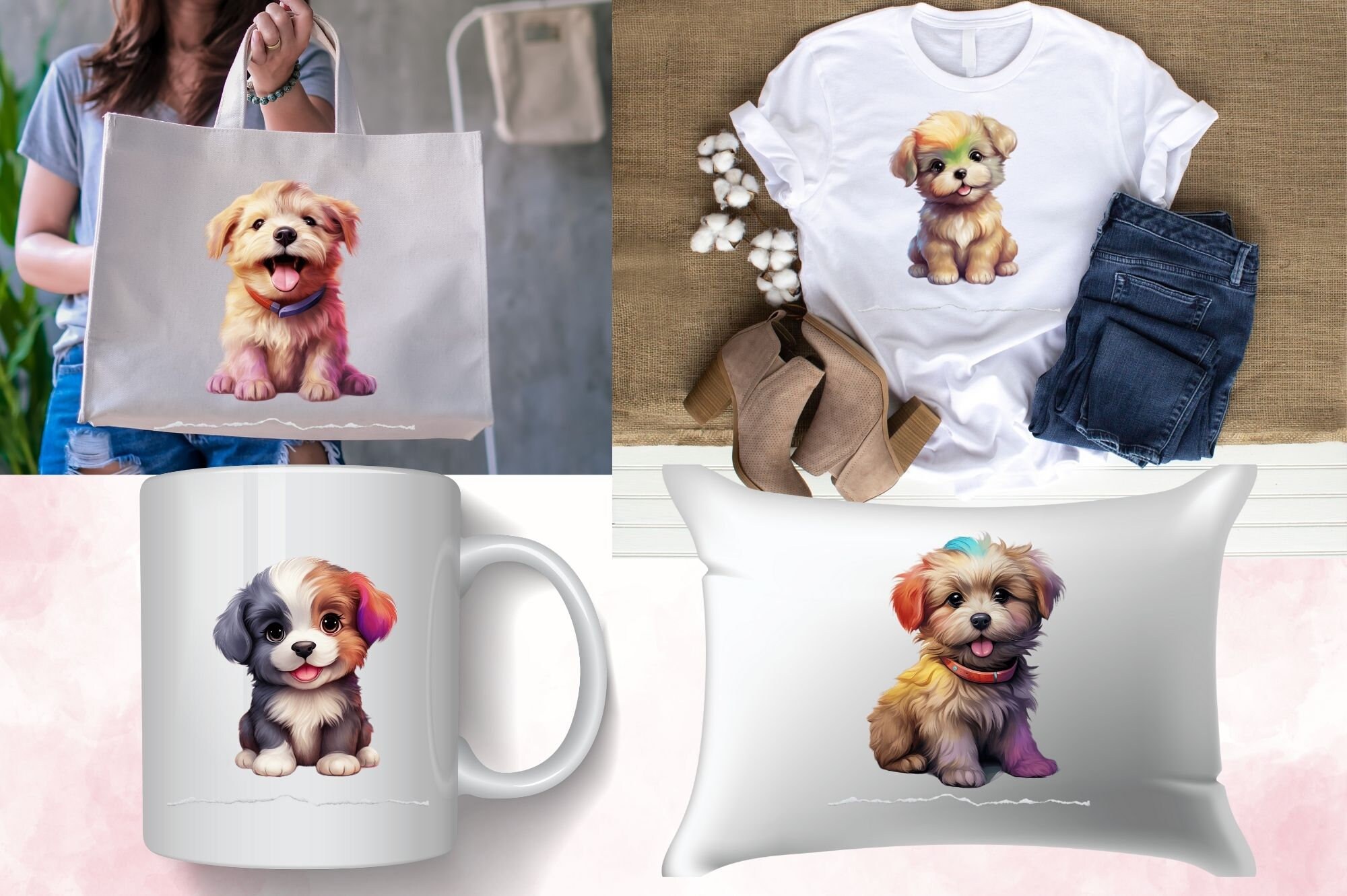 Watercolor Puppies Clipart, , Puppy Png Bundle, Puppies Clipart Bundle ...