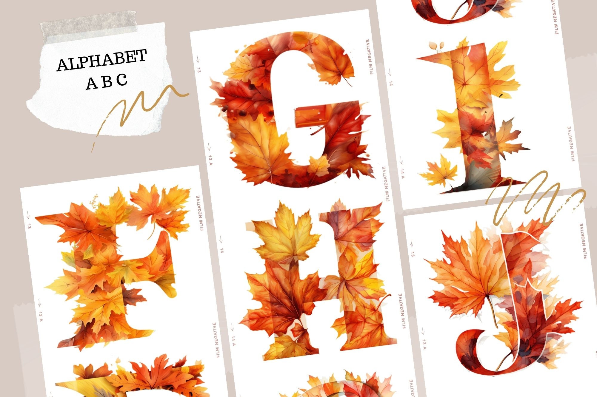 Fall Alphabet Watercolor Clipart, Floral Autumn Letters Illustrations ...