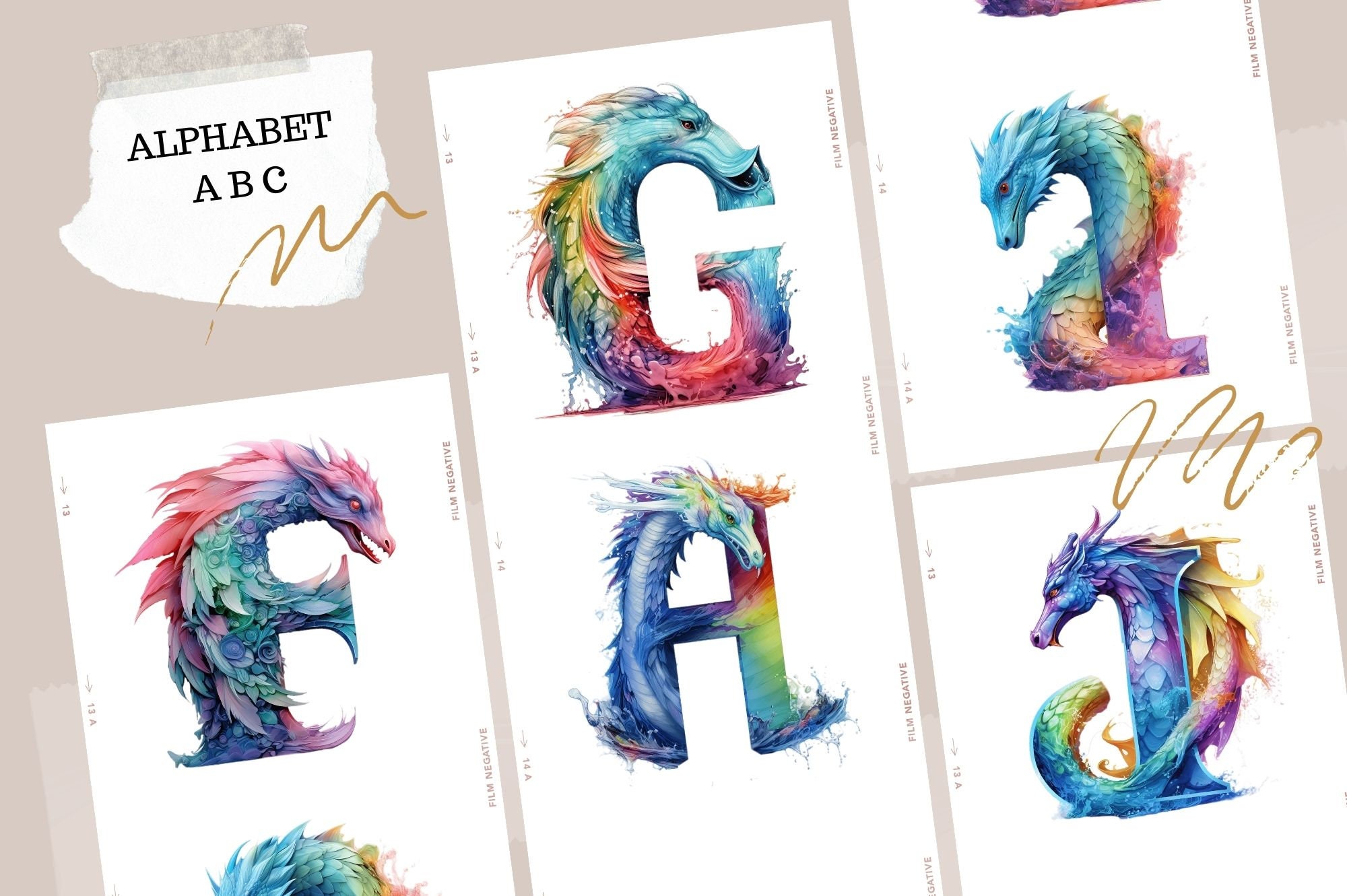 Dragon Clipart Dragon Png Alphabet Clipart Decorative - Etsy