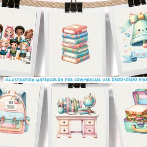 Watercolor Back to School Clipart: Teacher & Classroom PNG - Etsy