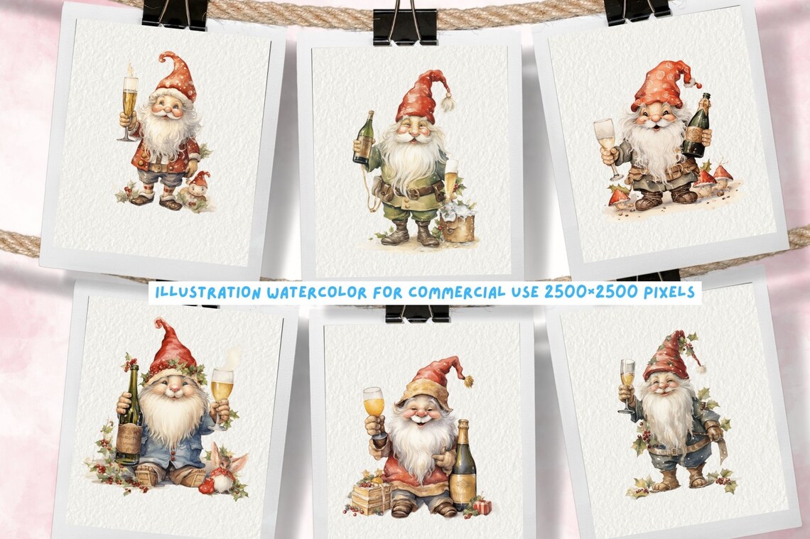 Gnomes Celebrating a Party Clipart, New Year Gnome Clipart Png ...