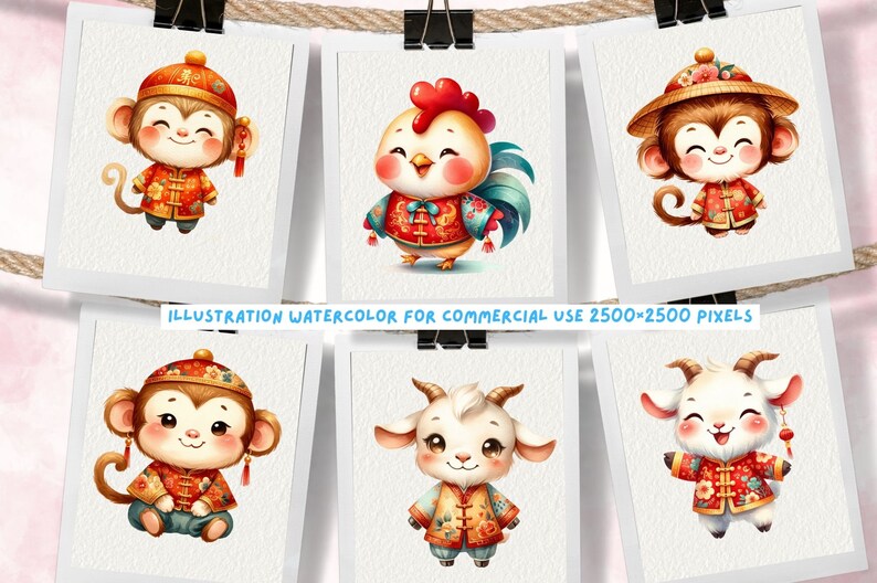 Chinese Zodiac Watercolor Clipart, Animal Signs China, Chinese New Year ...