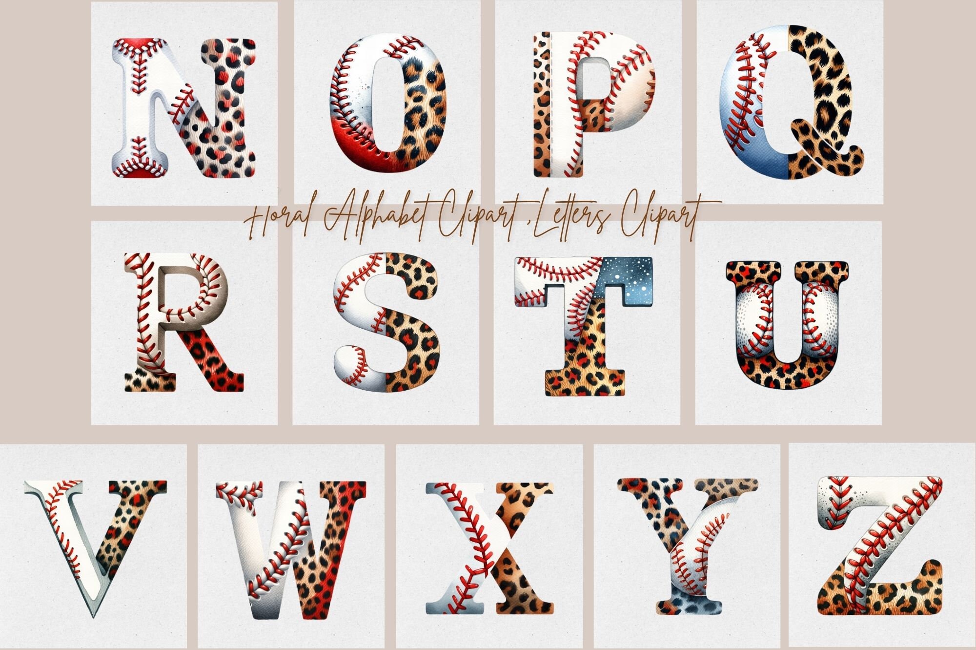 Baseball Leopard Alphabet Letters, Baseball Alphabet, Alphabet ...
