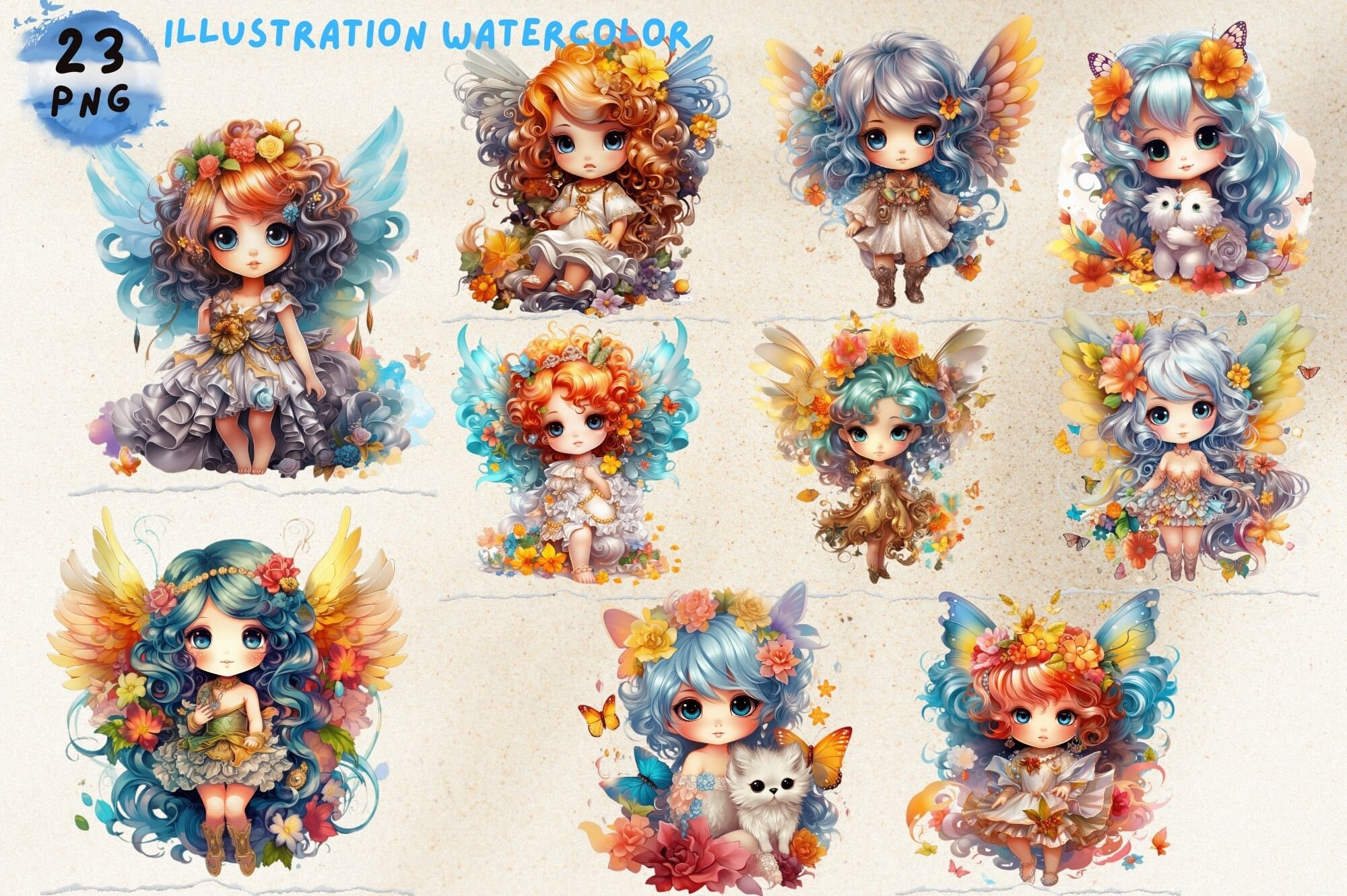 Angel Chibi Fluffy Colorful Clipart, Cute Angelic, Innocent, Praying ...