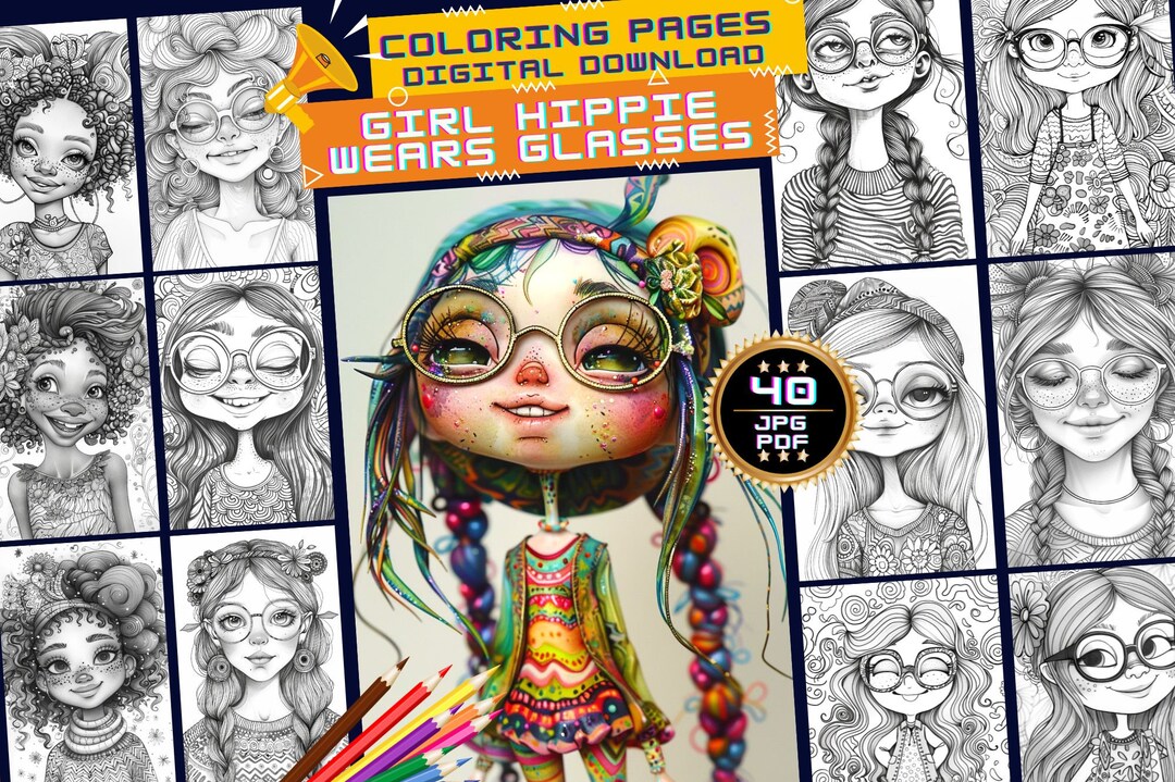Cute Hippie Girls Coloring Pages, Printable Adult Coloring Pages ...