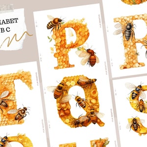 Honeybee Alphabets and Number, Bee Font, Bee Alphabet, Animal Font ...