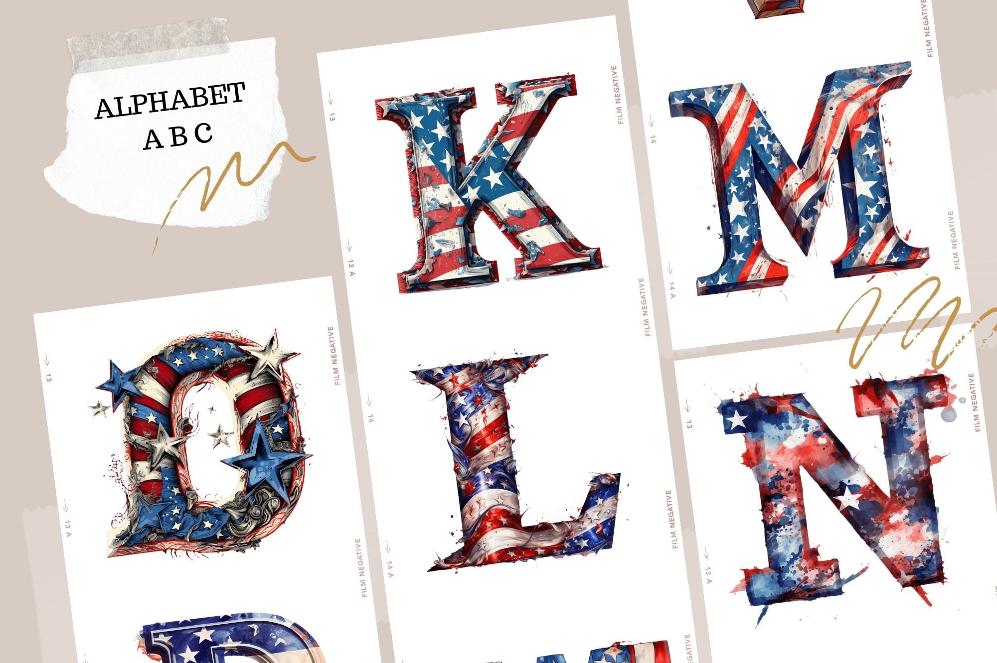 Vintage America Alphabet American Font American Flag Font - Etsy
