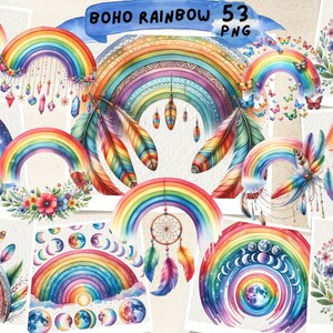 Boho Rainbow Watercolor Clipart: Neutral PNG Set (digital Download) - Etsy