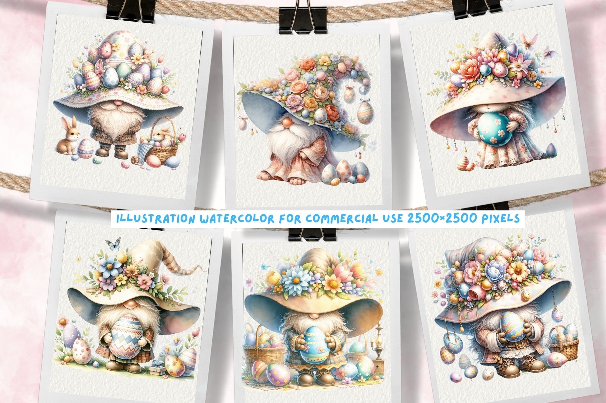 Watercolor Easter Gnome Clipart Bundle, Easter Eggs, Garden Clipart ...