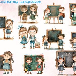Girl and Boy Chalkboard Clipart, Back to School, Chalkboard School ...
