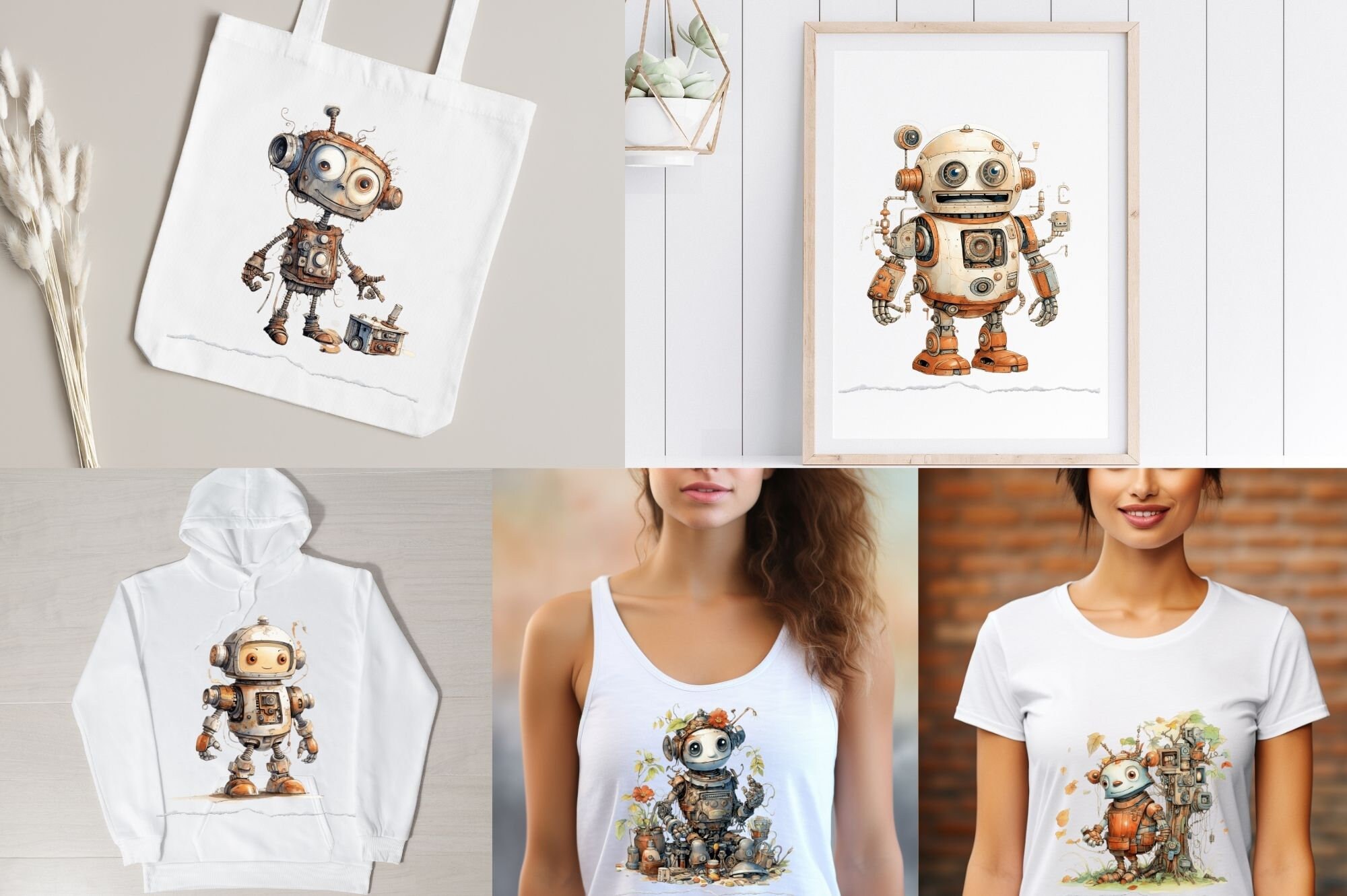 Robot Clipart Robot Characters Fun Robot Rocking Robot - Etsy