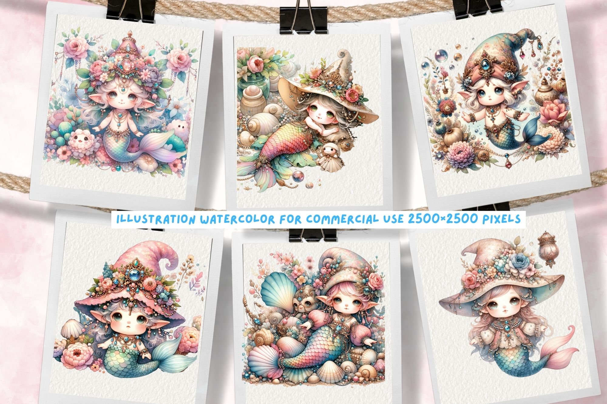 Princess Mermaid Gnome Clipart, Mermaid Gnome Fairy, Gift Printable ...