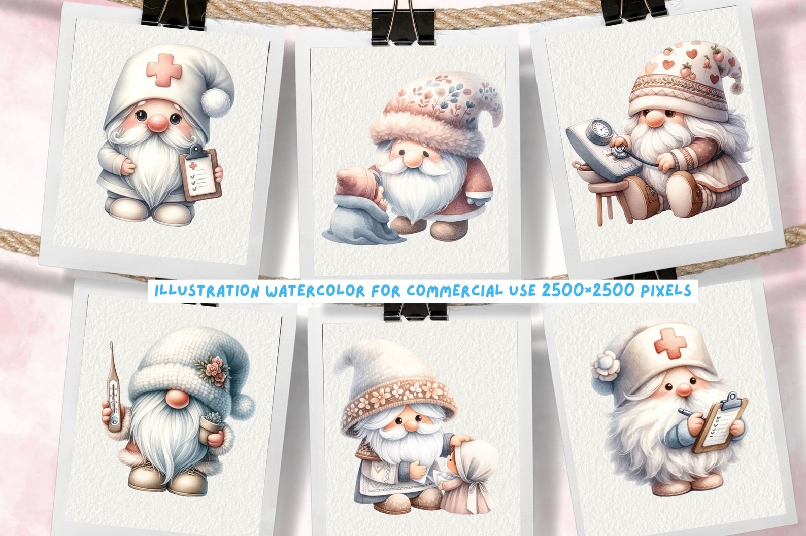 Nurse Doctor Gnomes Watercolor Clipart: Medical Scrapbook (PNG) - Etsy