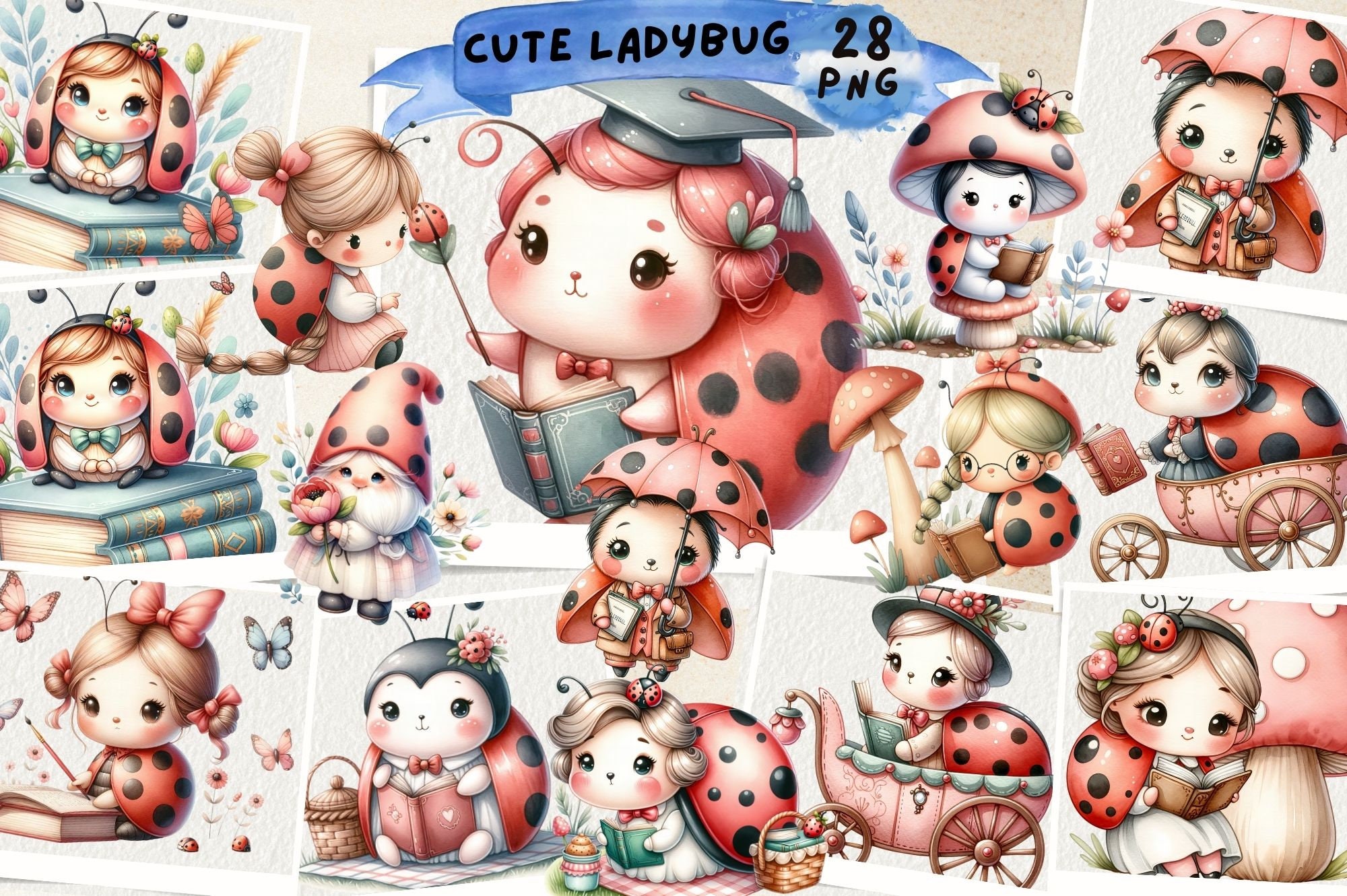 Ladybug Book Clipart, Cute Ladybug, Bug Clipart, Love Bug Love Book ...