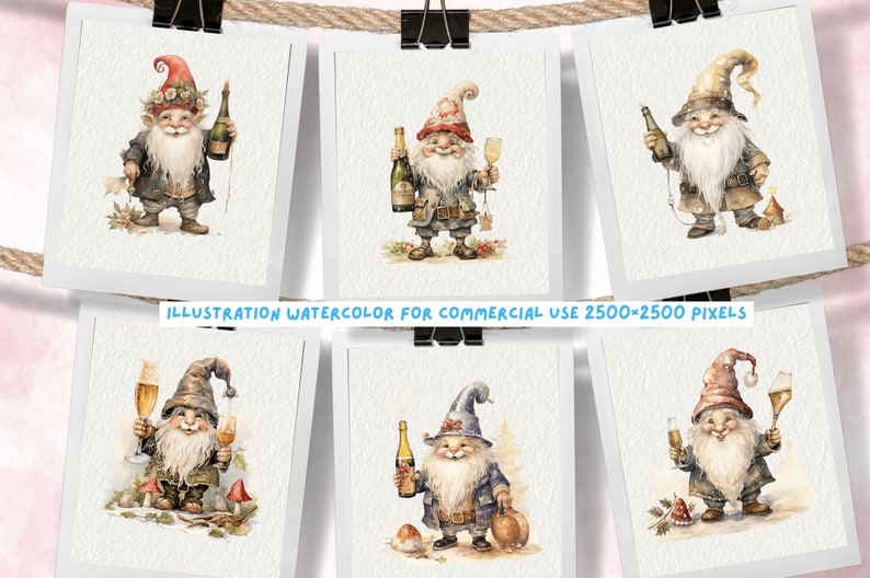 Gnomes Celebrating a Party Clipart, New Year Gnome Clipart Png ...