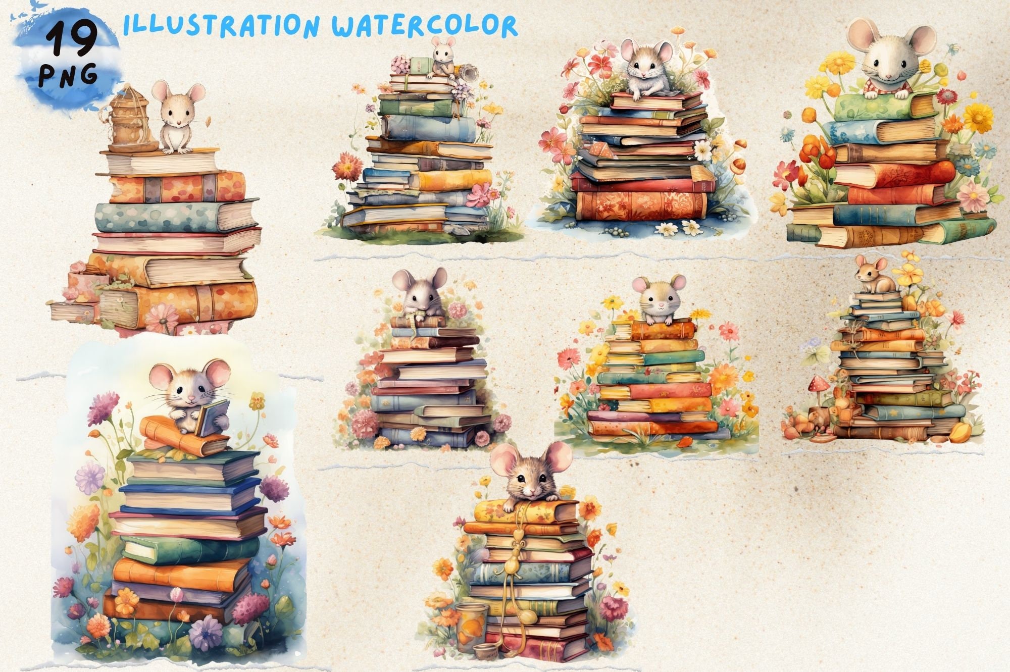 Cute Stack Books Mouse Clipart, Fairytale Books Clipart, Book Clipart ...