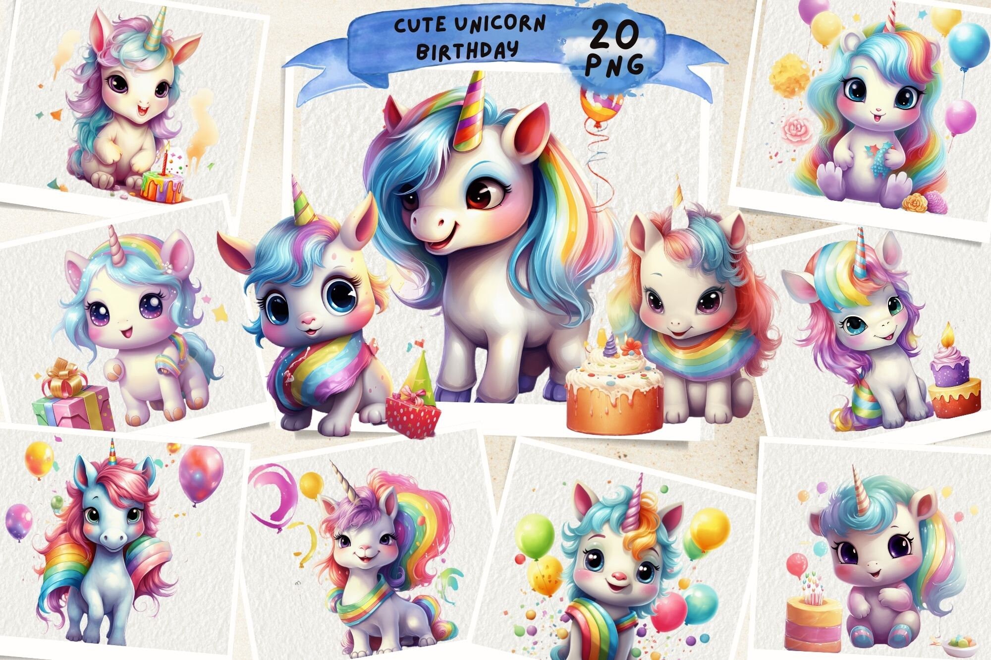 Unicorn Watercolor Clipart, Cute Unicorn, Unicorn Birthday Clipart ...