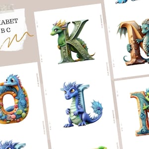 Cartoon Baby Dragon Letters Clipart, Fantasy Dragon, Alphabet Graphics ...
