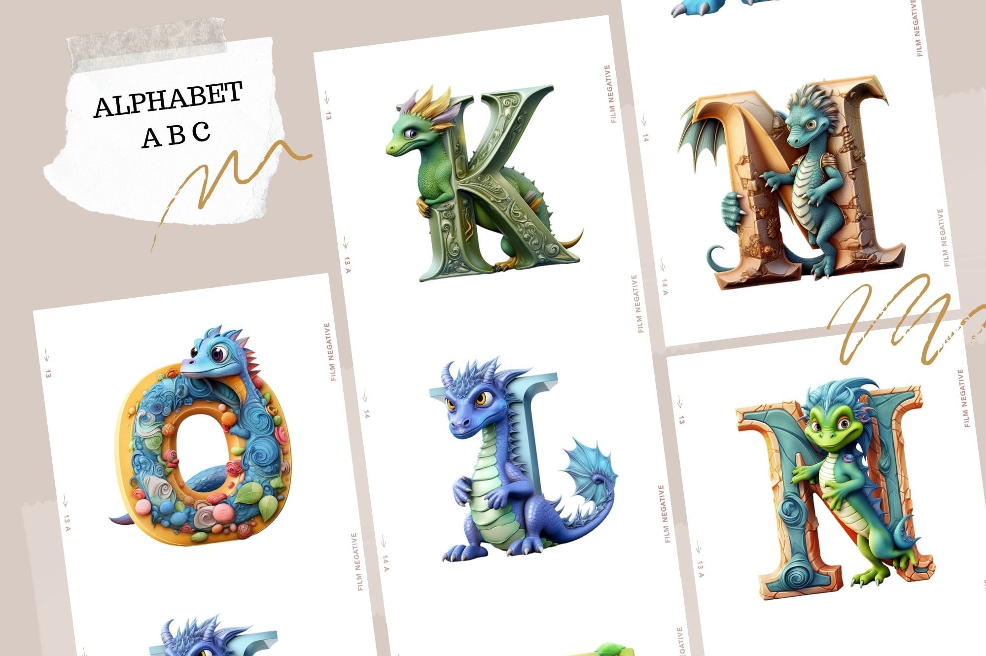 Cartoon Baby Dragon Letters Clipart, Fantasy Dragon, Alphabet Graphics ...