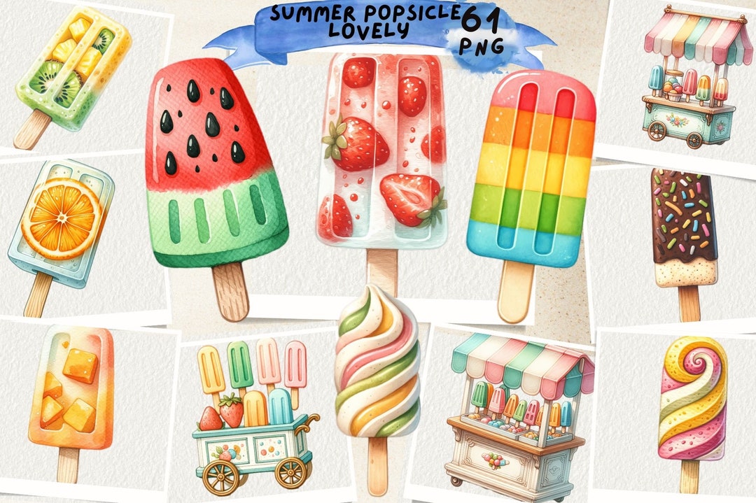 Pastel Summer Popsicle Lovely Clipart, Ice Cream Clipart, Ice Cream ...