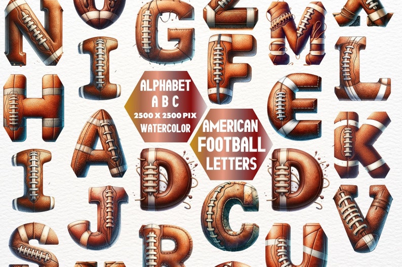 American Football Alphabet & Numbers Clipart, Touchdown Typography ...