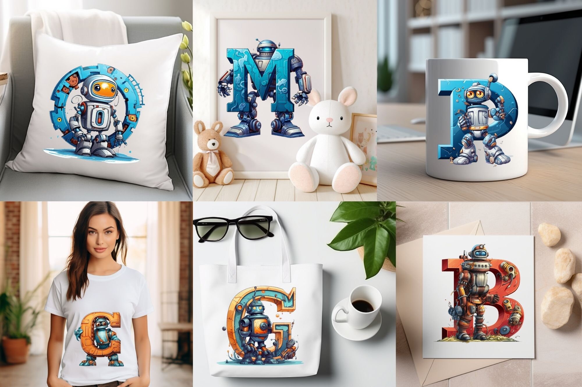 Robot Alphabet Clipart Robot Cut Files for Cricut Robot Kids - Etsy