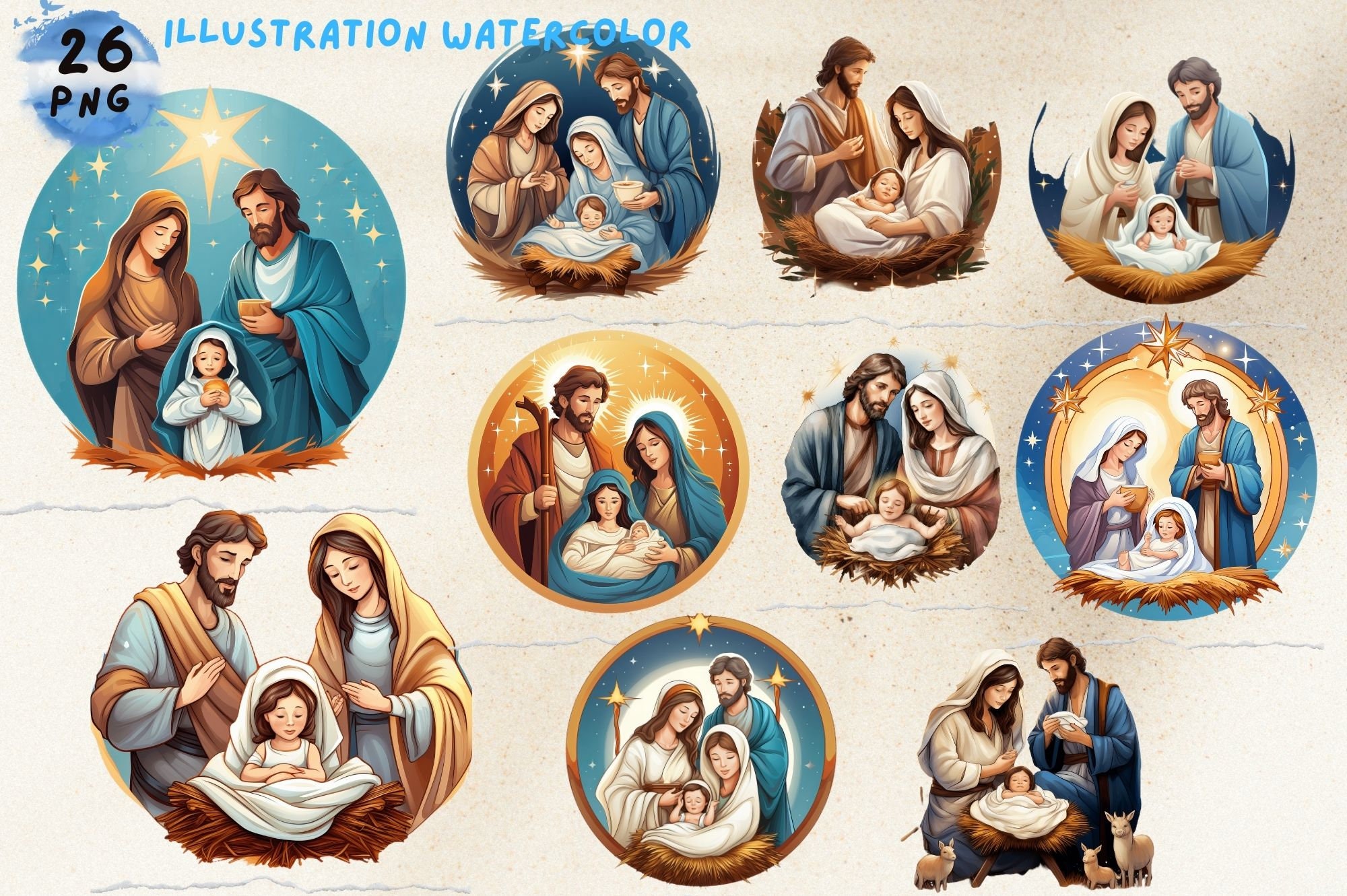 Watercolor Nativity Scene Clipart Christmas Nativity Clipart - Etsy