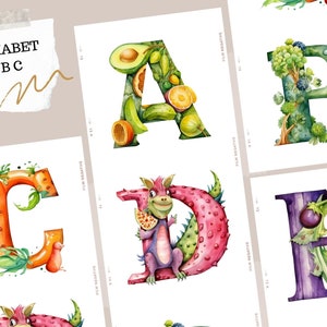 Fruits and Vegetables Alphabet Clipart, Vegetables Letterst, Fruit and ...