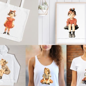 Watercolor Polka Dot Girls Clipart, Baby Girls Clipart, Commercial Use ...