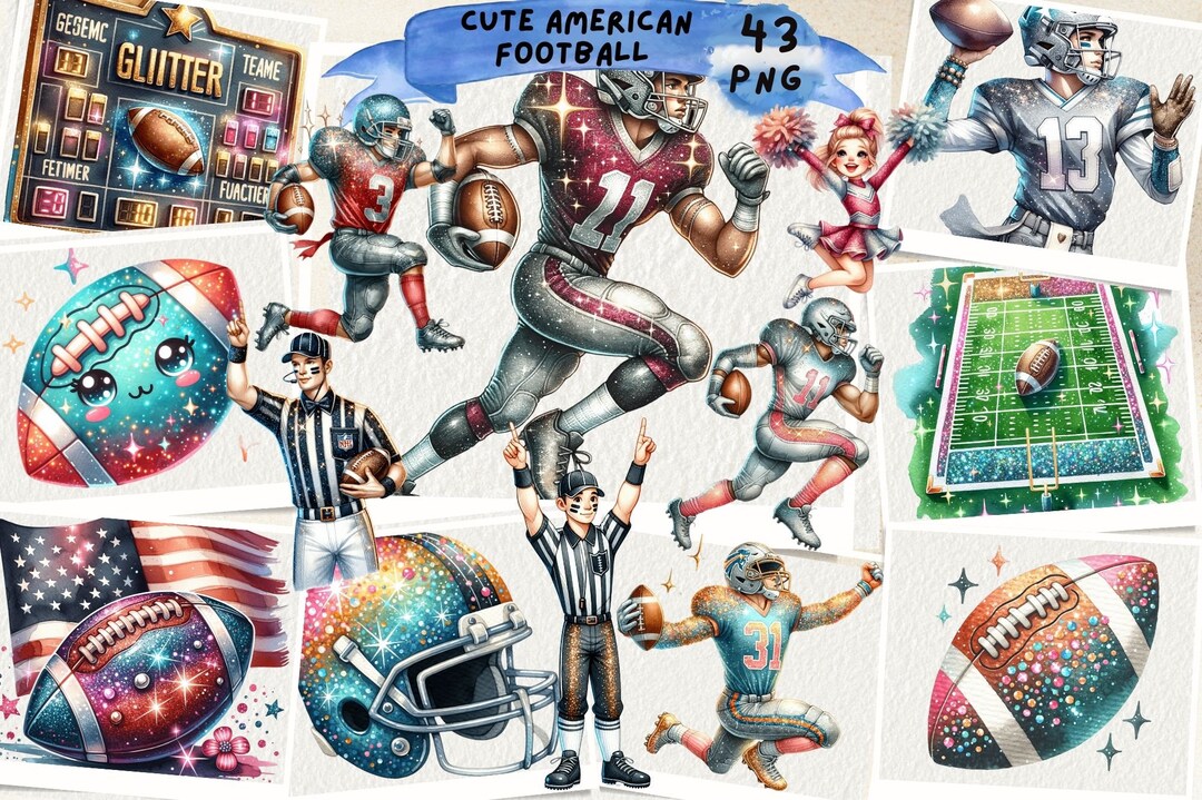 American Football Watercolor Clipart, Cute Sports Illustrations ...