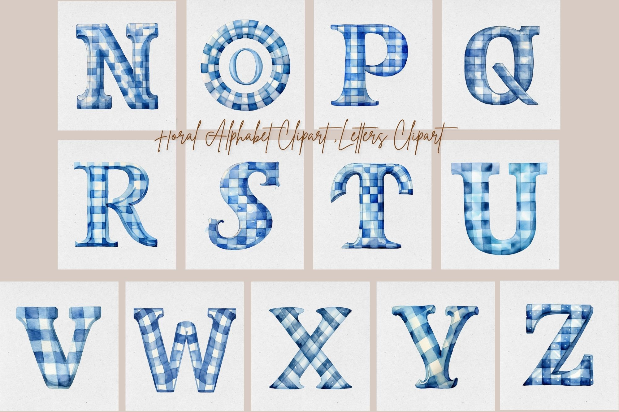 Blue Buffalo Plaid Letters Alphabet, Plaid Letters, Plaid Font, Buffalo ...