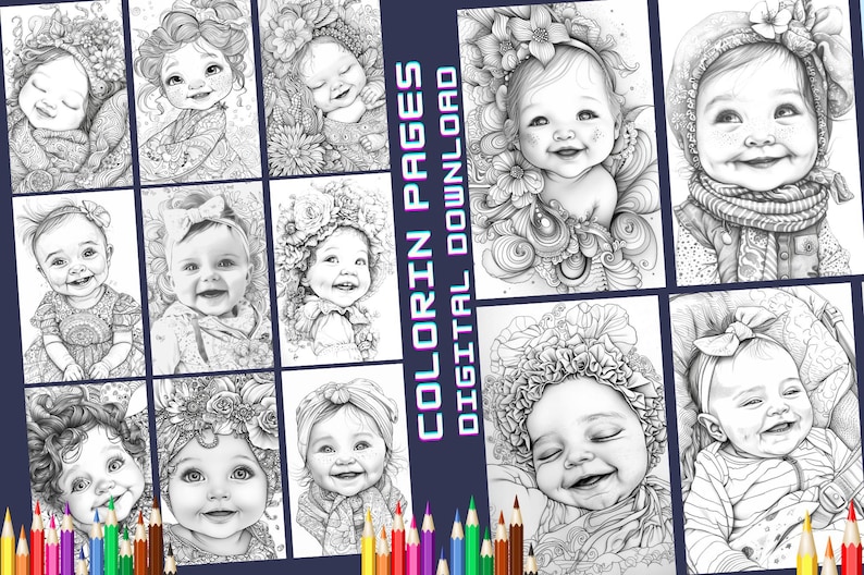 Cute Newborn Baby Girl Coloring Pages, Adorable Baby Infants Coloring ...
