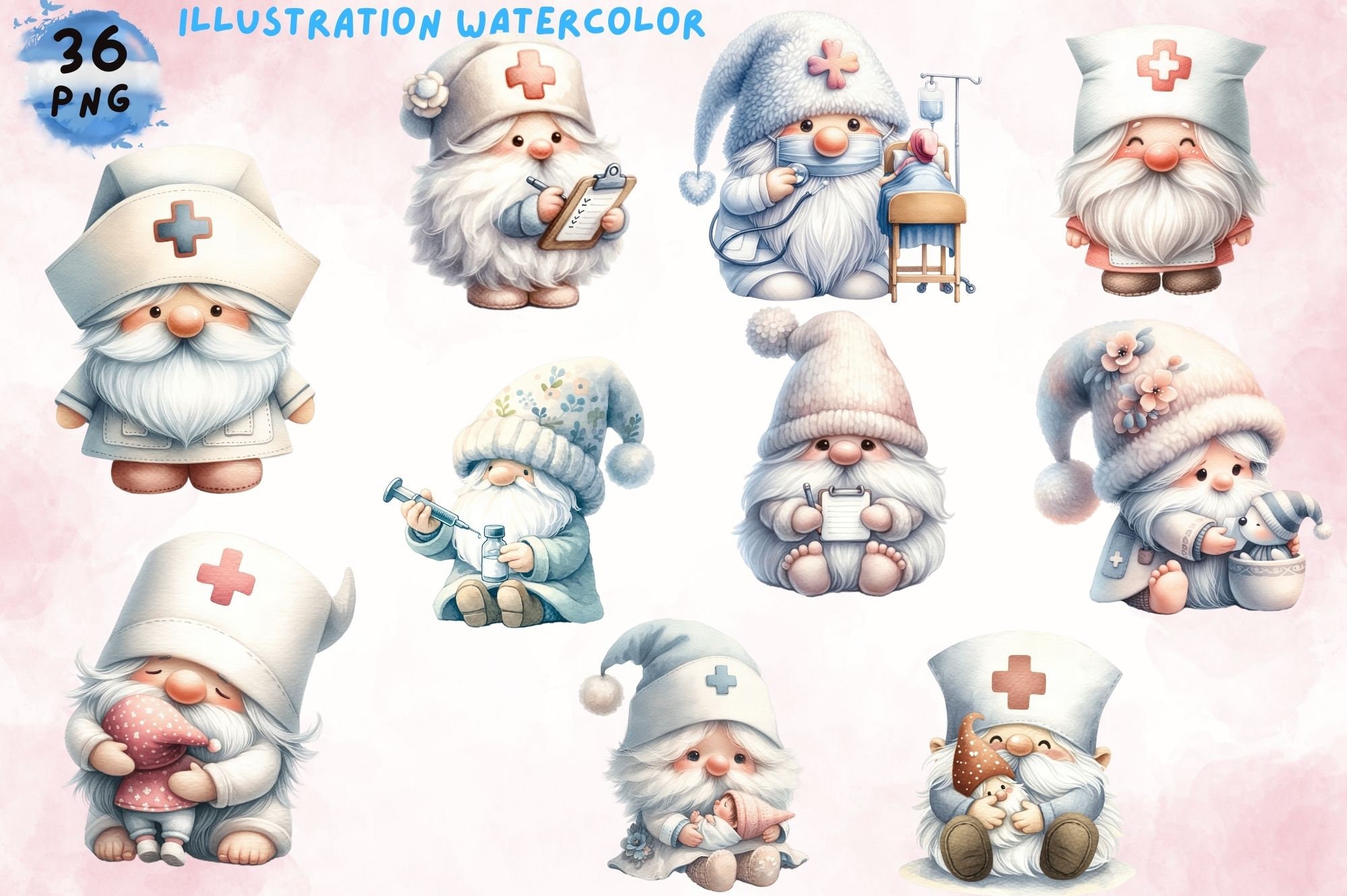 Nurse Doctor Gnomes Clipart, Doctor Gnomes Clipart, Medical Gnomes ...
