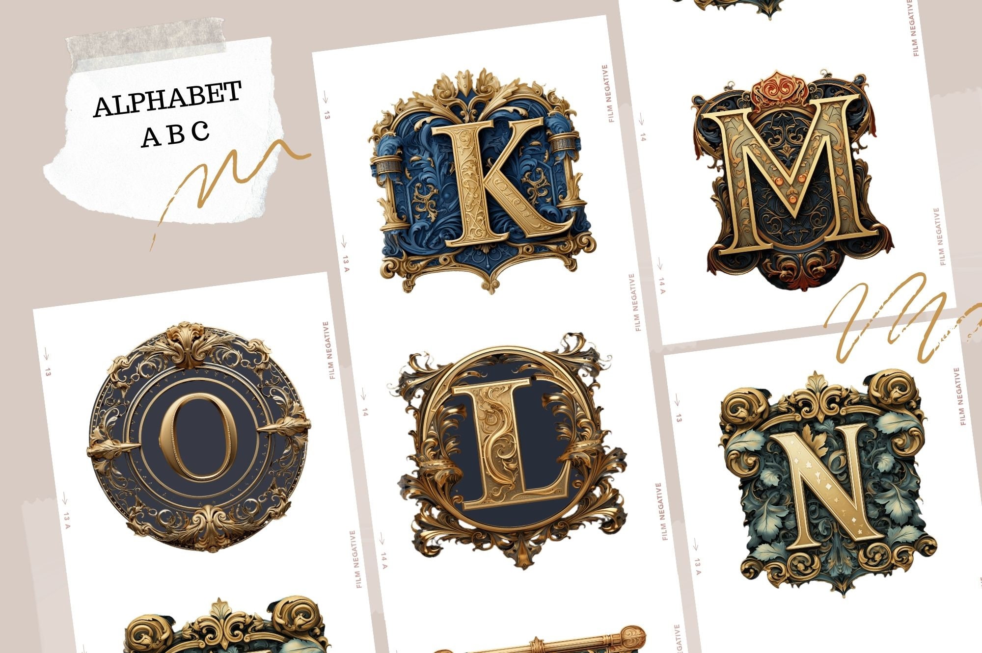 Medieval Alphabet Clipart, Antique, Lettering, Medieval Illuminated ...