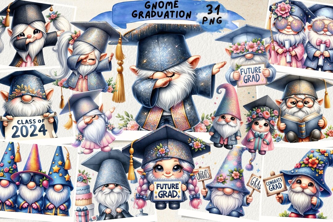 Graduation Gnome Clipart, Congratulations Gnomes, Celebrats ...