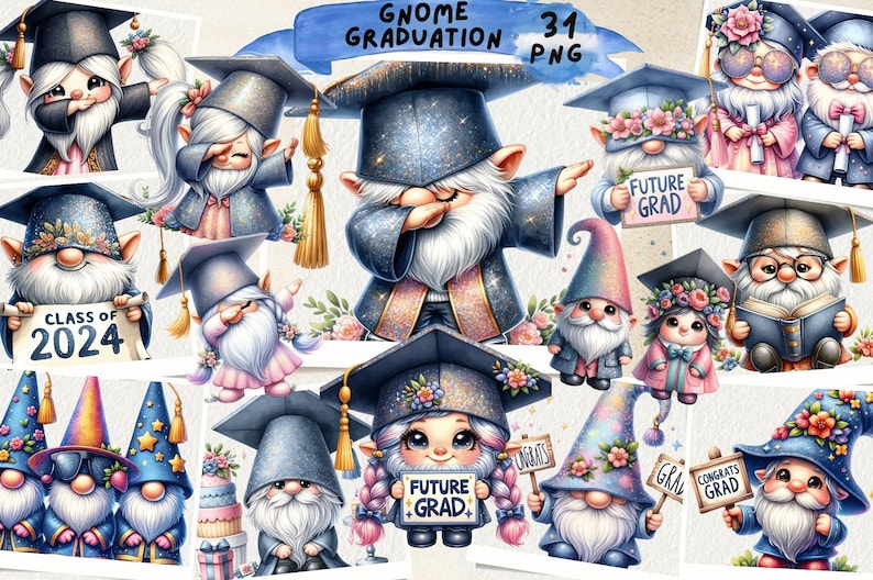 Graduation Gnome Clipart, Congratulations Gnomes, Celebrats ...