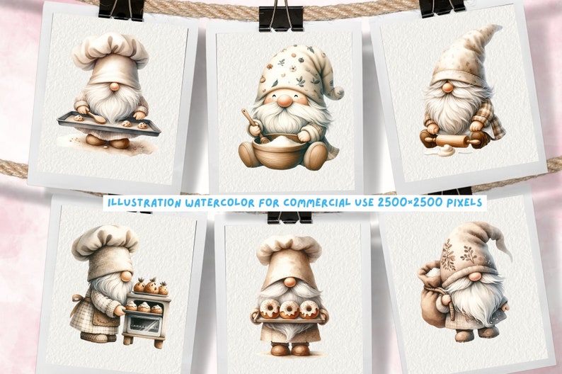 Baker Gnome Watercolor Clipart: Pastry Chef PNG (2500x2500 Px) - Etsy