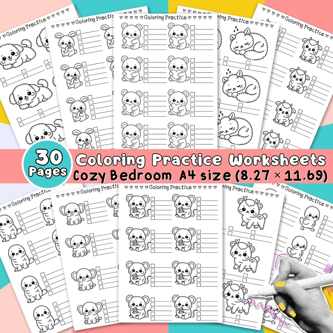 Fluffy Animal Coloring Practice Book for Kids Ages 3-6 With 30 Adorable ...